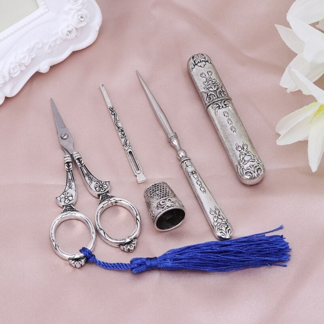 Vintage Embroidery/sewing Tool Kit | Scissors, Thimble, Needle Case ...