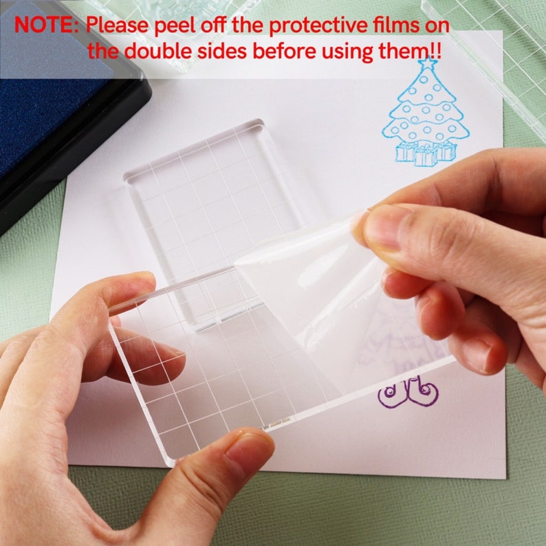 Transparent Acrylic Block | Clear + Grid Stamping Tool for Scrapbooking ...