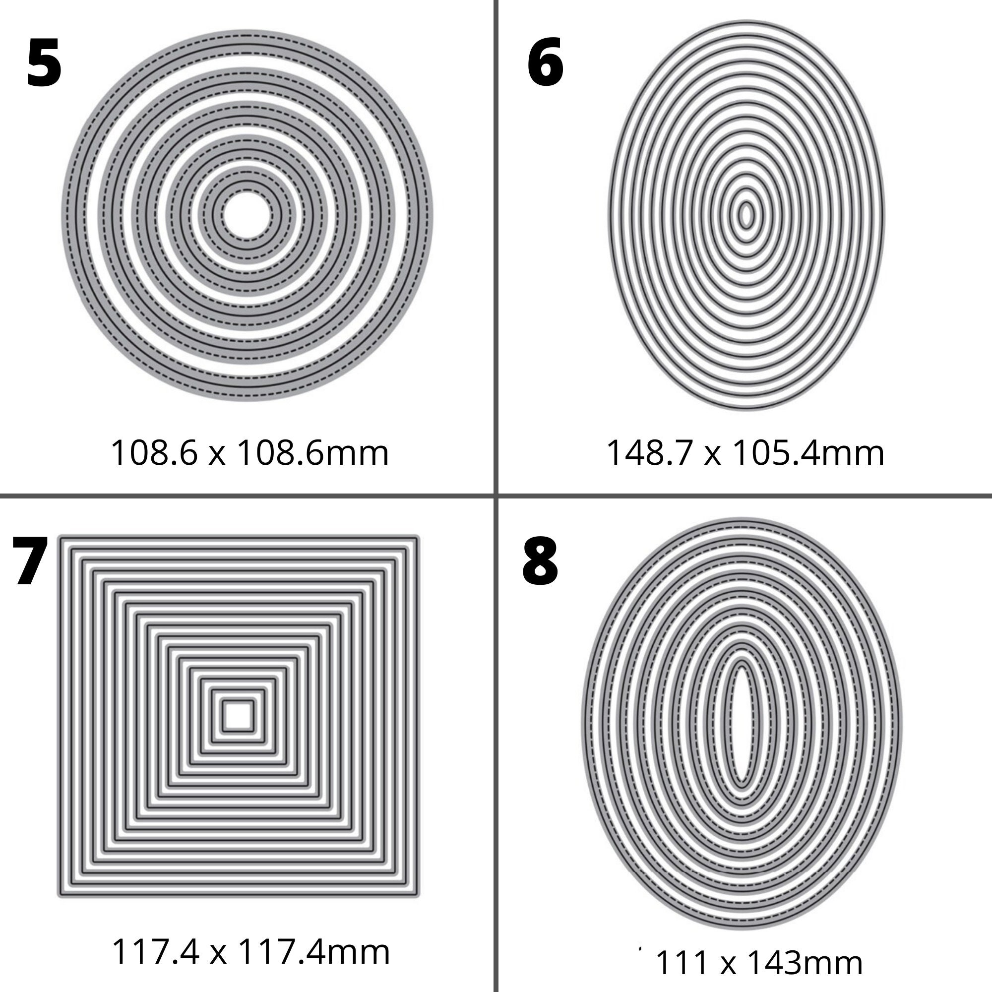 Die Cutting Frame Set | Card Making, Scrapbooking, DIY | Square, Oval ...