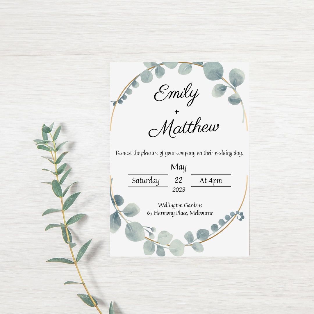 Simple & Rustic Wedding Invitation Template - Instant Editable Download ...