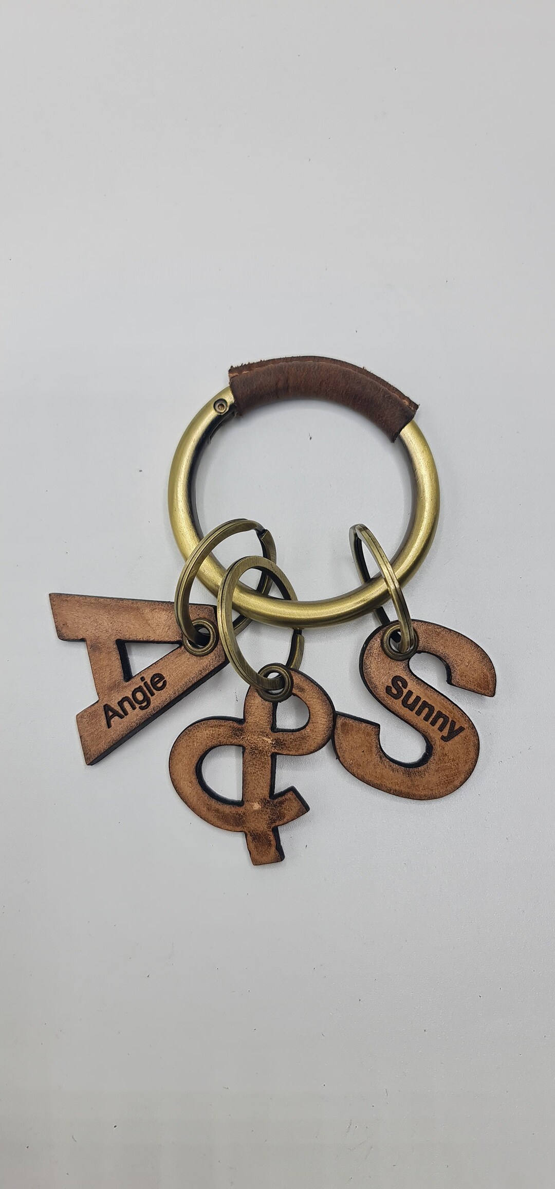 Handcrafted Leather Keychain With Initials and Symbols - Gift for Her ...
