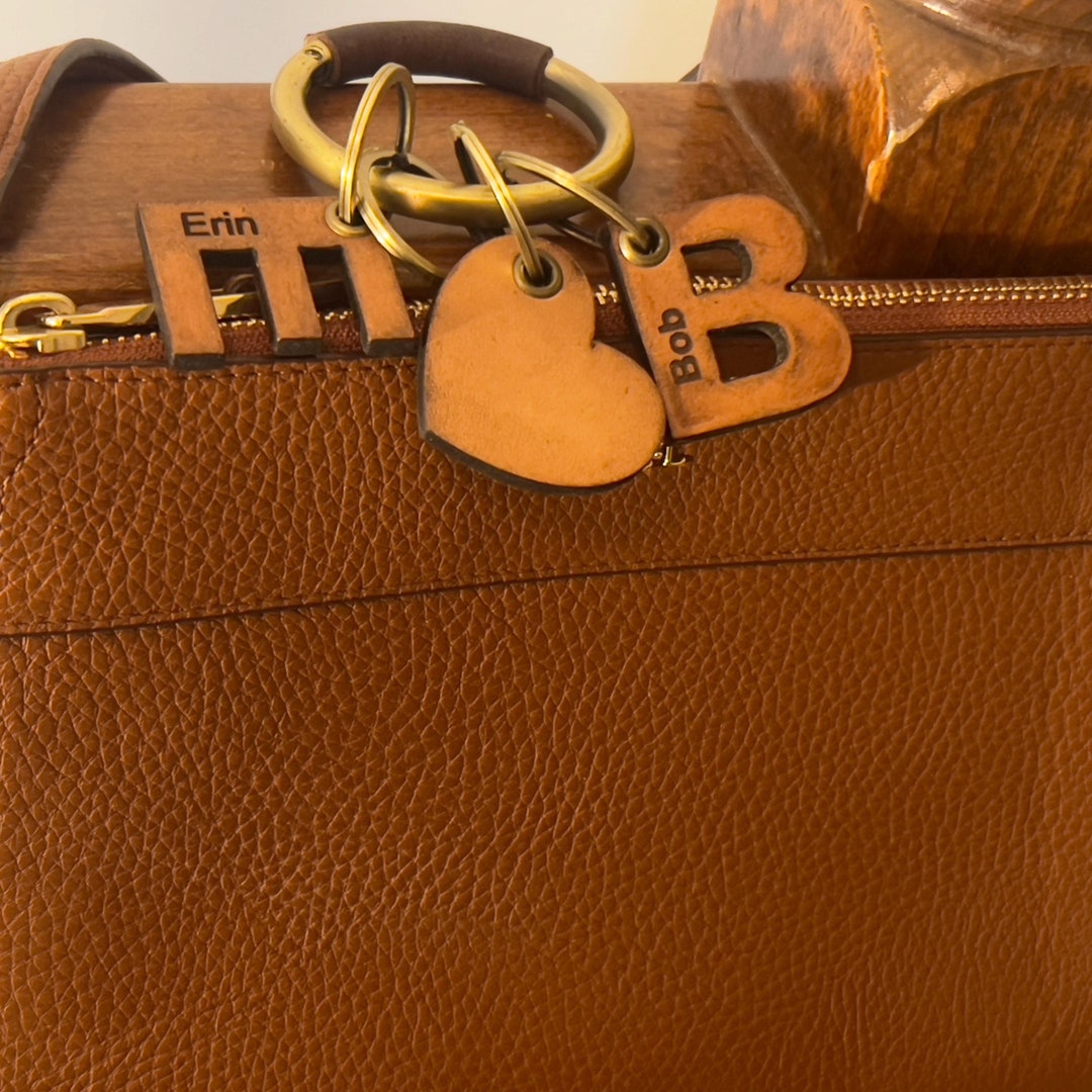 Personalized Leather Bag Tag - Christmas Gift for Mom - Custom Leather ...