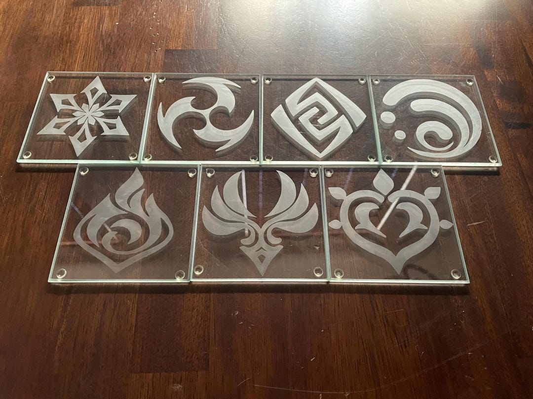 Genshin Impact Elemental Symbols Glass Coaster Set (7-piece) - Etsy