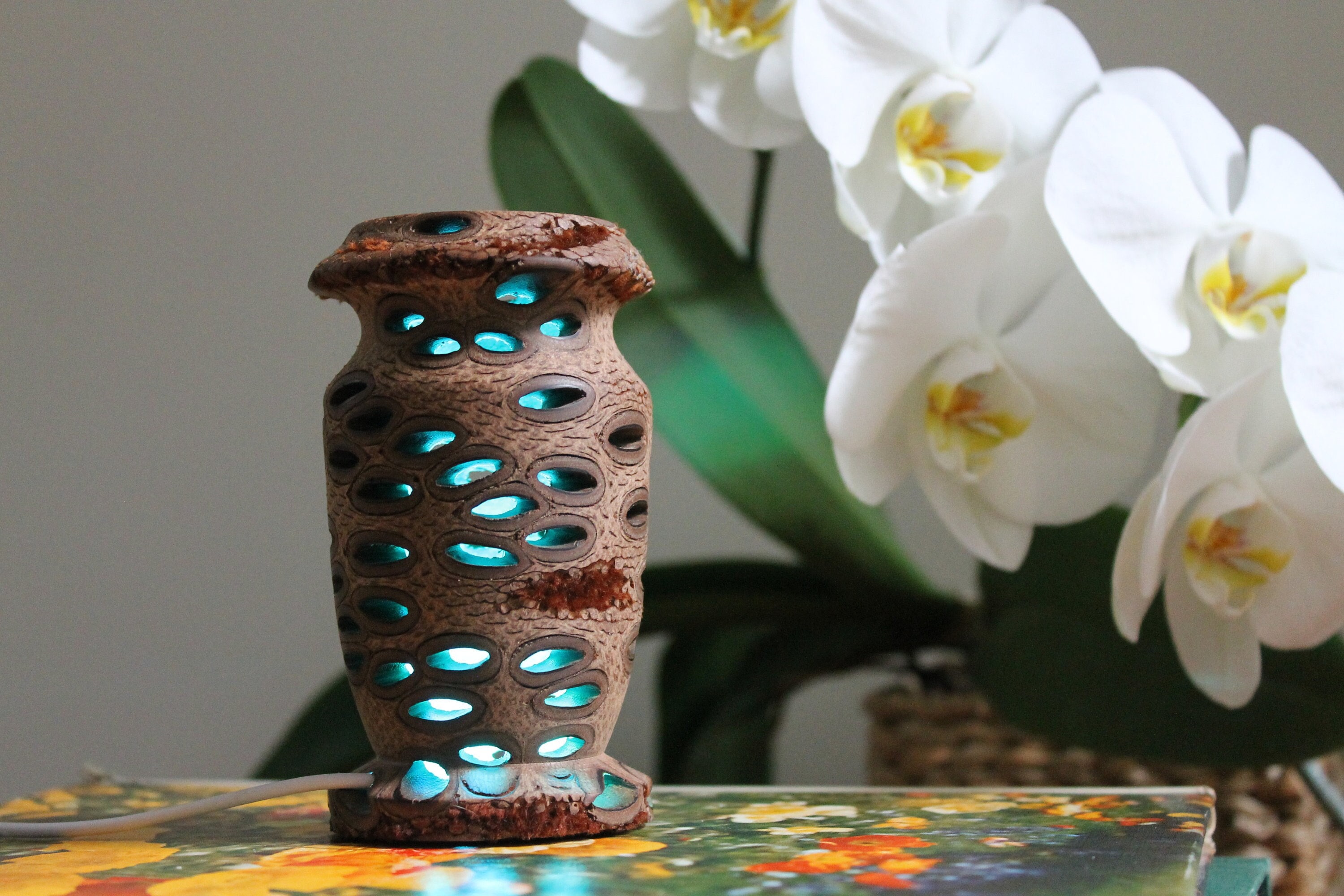 Wooden Bedside Lamp LED Night Light Cottagecore Fairycore Lamp Woodland ...