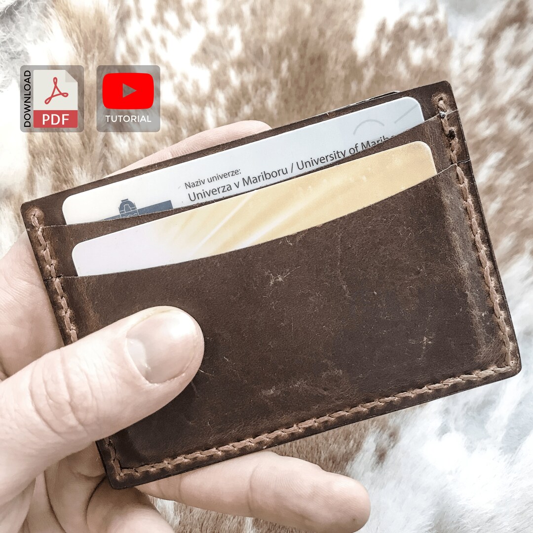 Leather Card Holder Pattern, Leather Card Holder Template, Leather Card ...