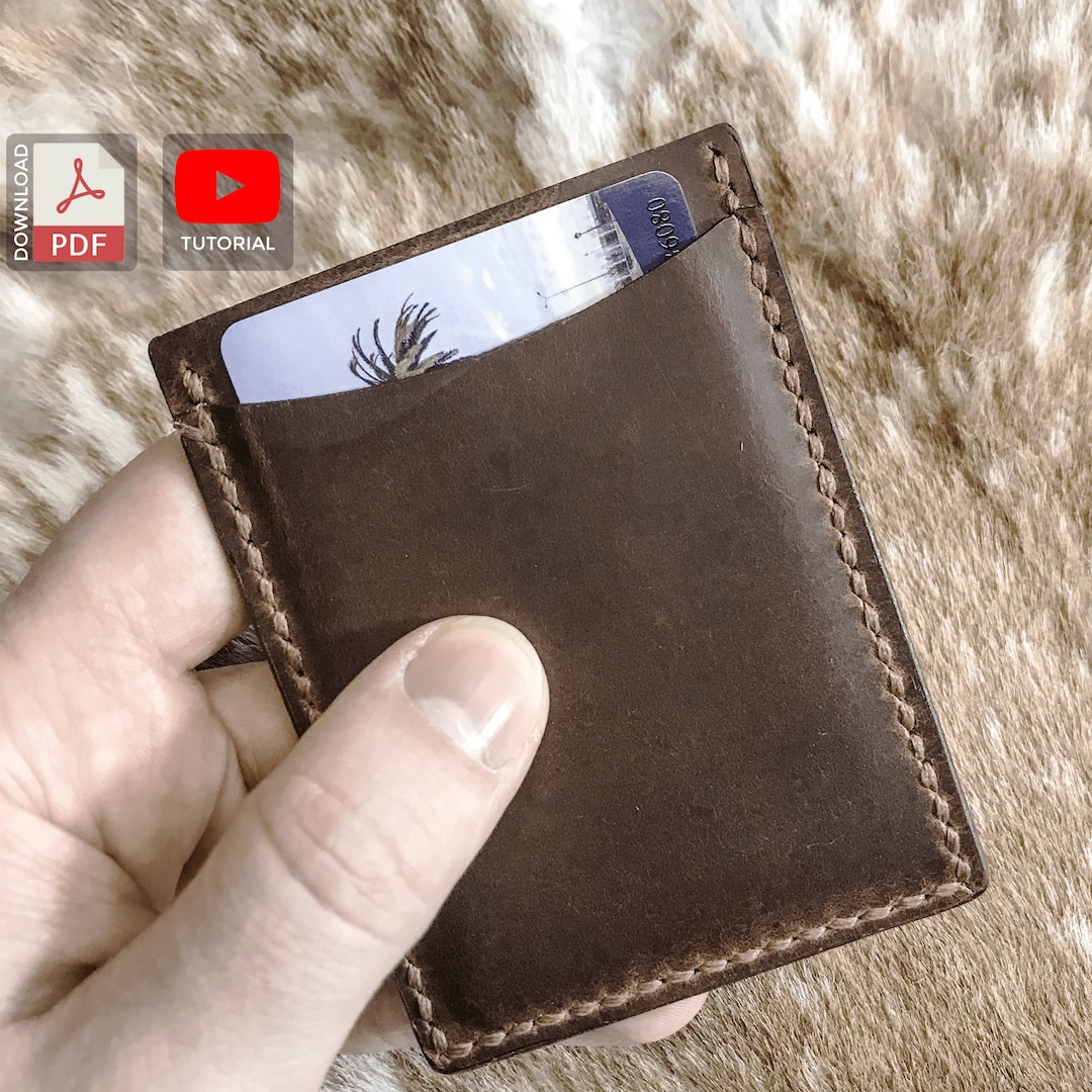 Leather Card Holder Pattern, Leather Card Holder Template, Leather Card ...