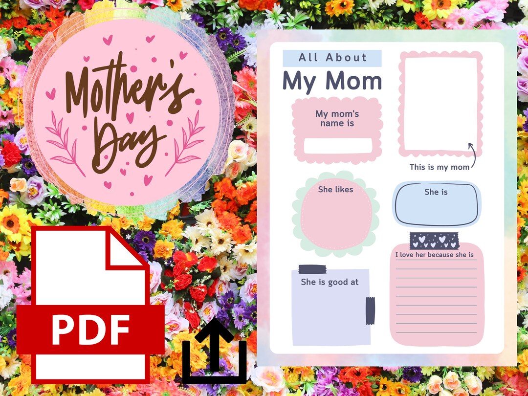 All About My Mom Kids Mothers Day Worksheet, Mothers Day Writing ...