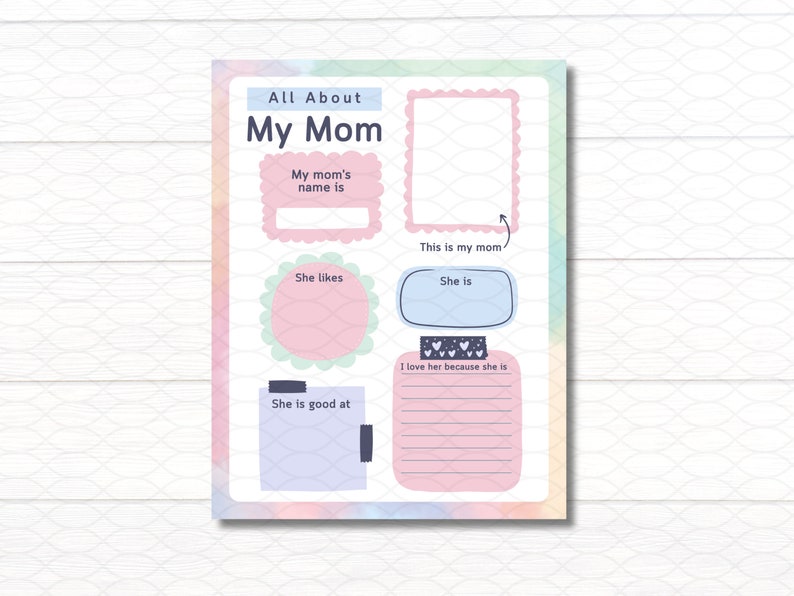 All About My Mom Kids Mothers Day Worksheet, Mothers Day Writing ...