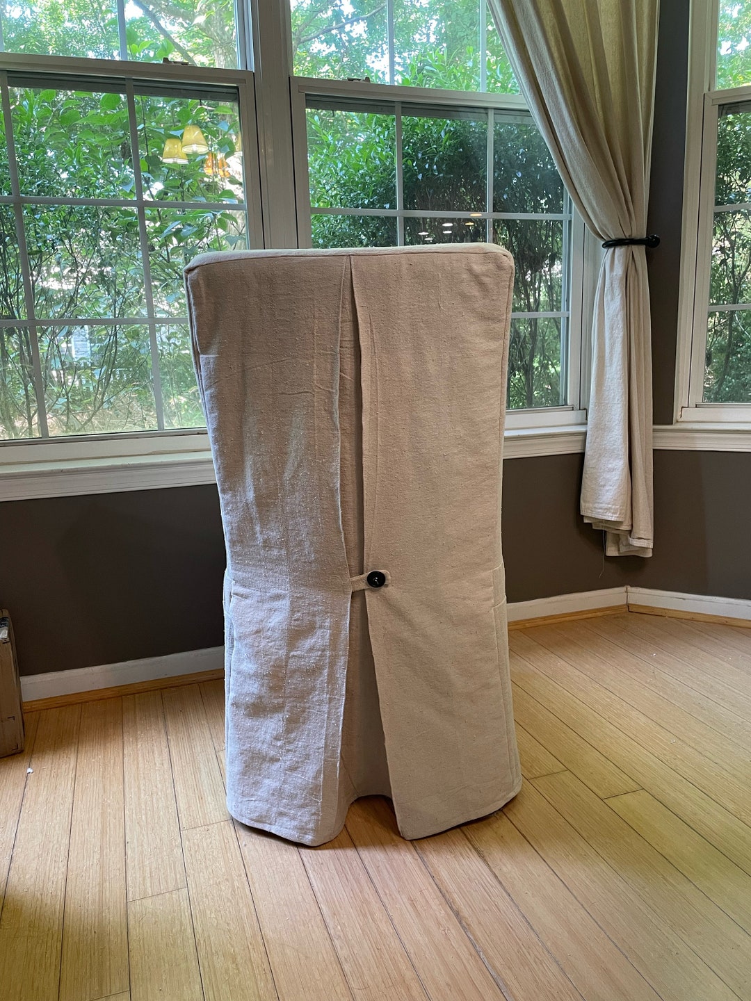 Custom Parsons Chair Cover W/ Long Skirt & Button - Etsy