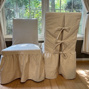 Custom Parsons Chair Cover W/ Long Gathered Skirt & Tie Back - Etsy
