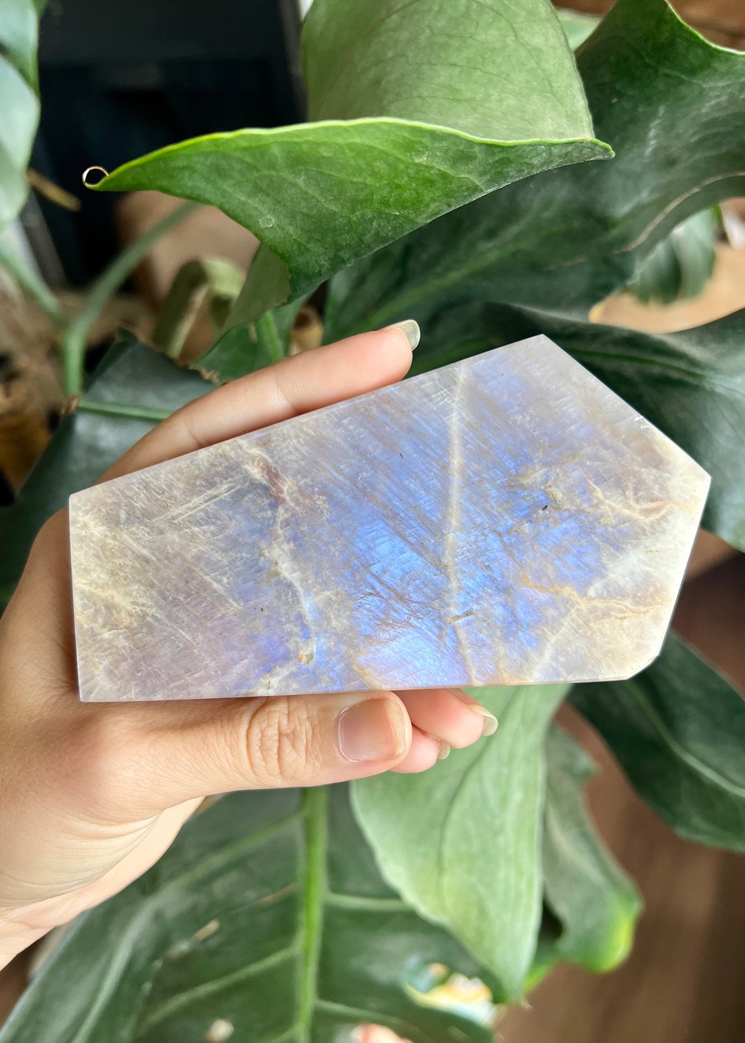 Blue Flash Moonstone With Sunstone From Russia, Moonstone Slab, Crystal ...