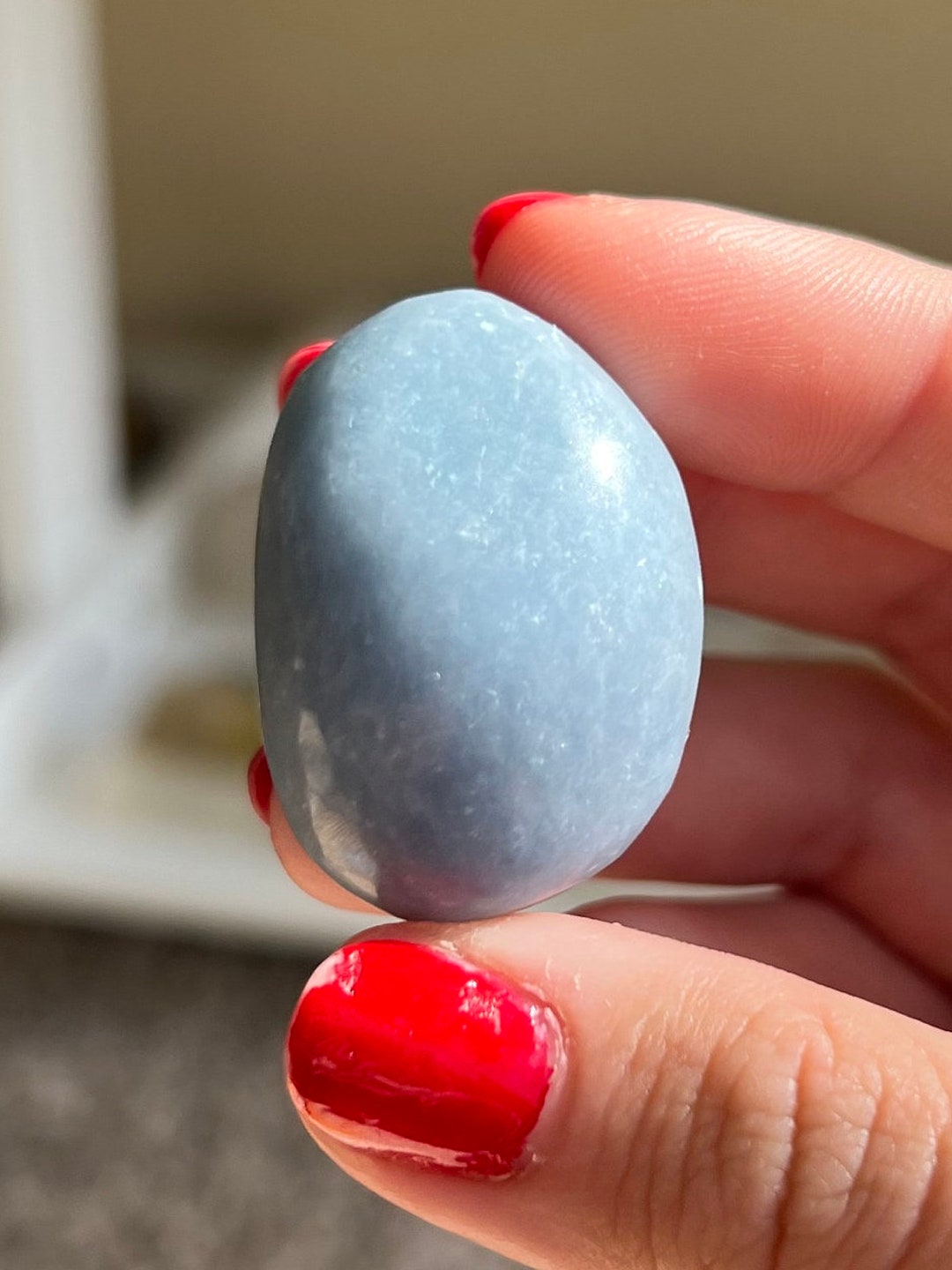 Angelite Crystals, Tumbled Stones for Healing, Reiki Throat Chakra ...