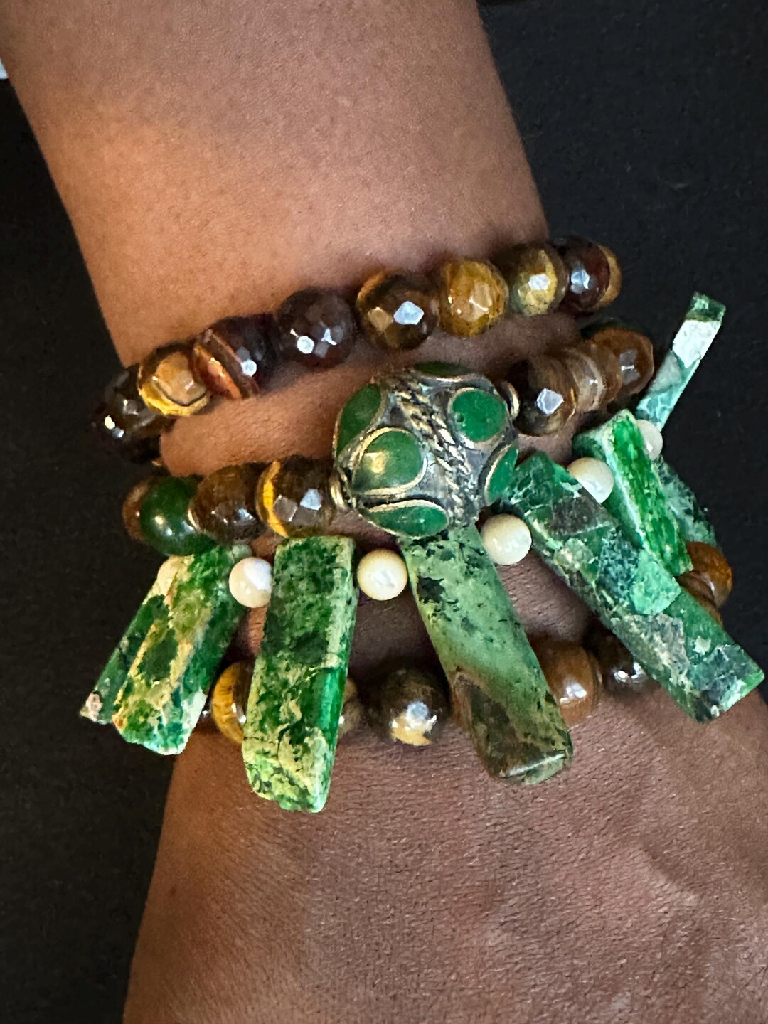 Earthy Roots- A Blend of Tiger’s Eye and Jasper Bracelets With Tribal ...