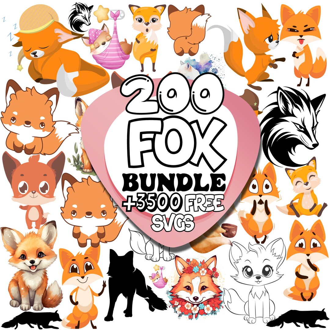 Fox Svg Bundle Fox Png Cute Fox Fox Cut File Woodland Animals Svg Wild ...
