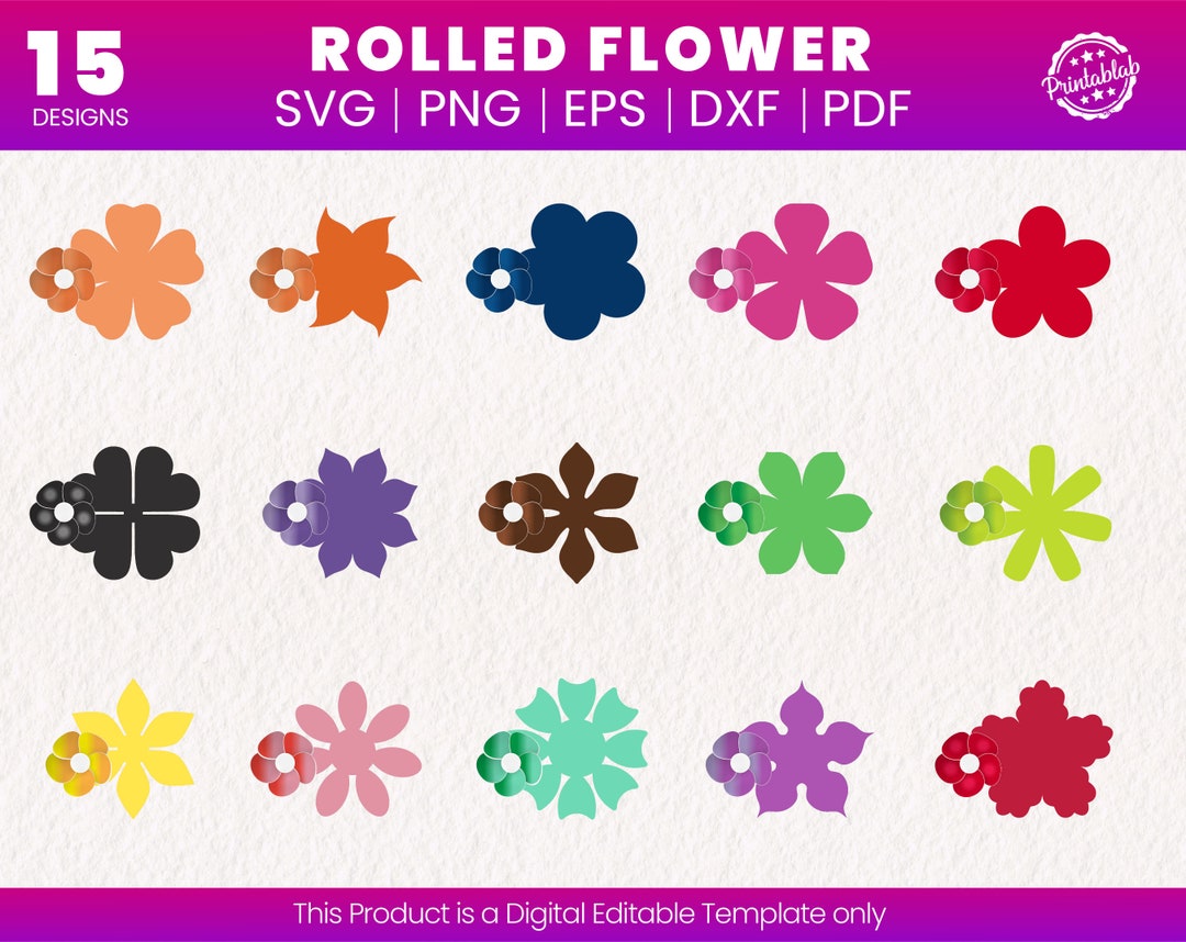 Rolled Flower Svg 3D Flower Svg Rolled Flower Template - Etsy