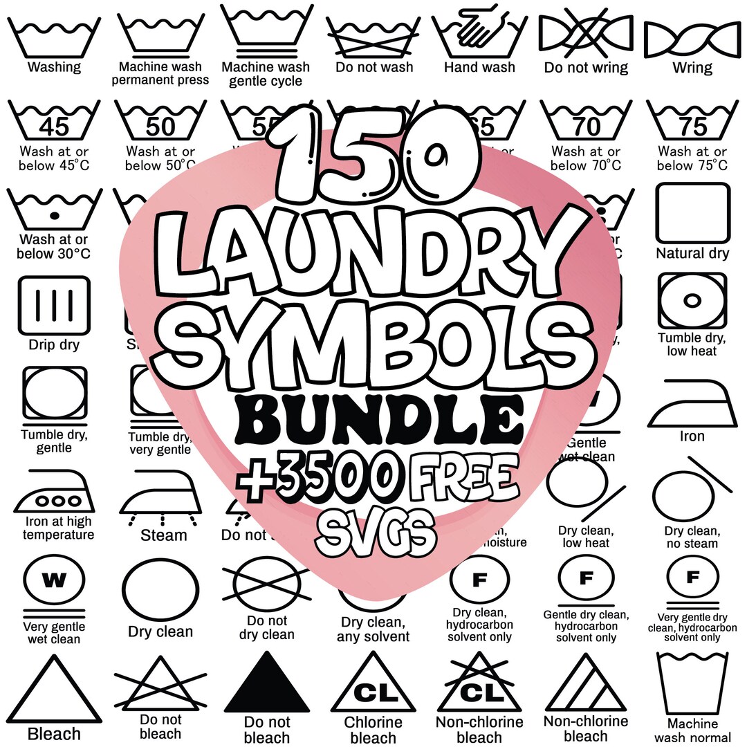 Laundry Symbols Svg Bundle Laundry Room Sign Svg Washing Instruction ...