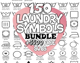 Laundry Symbols SVG, PNG. Cloth Care Symbols SVG. Washing Instruction ...