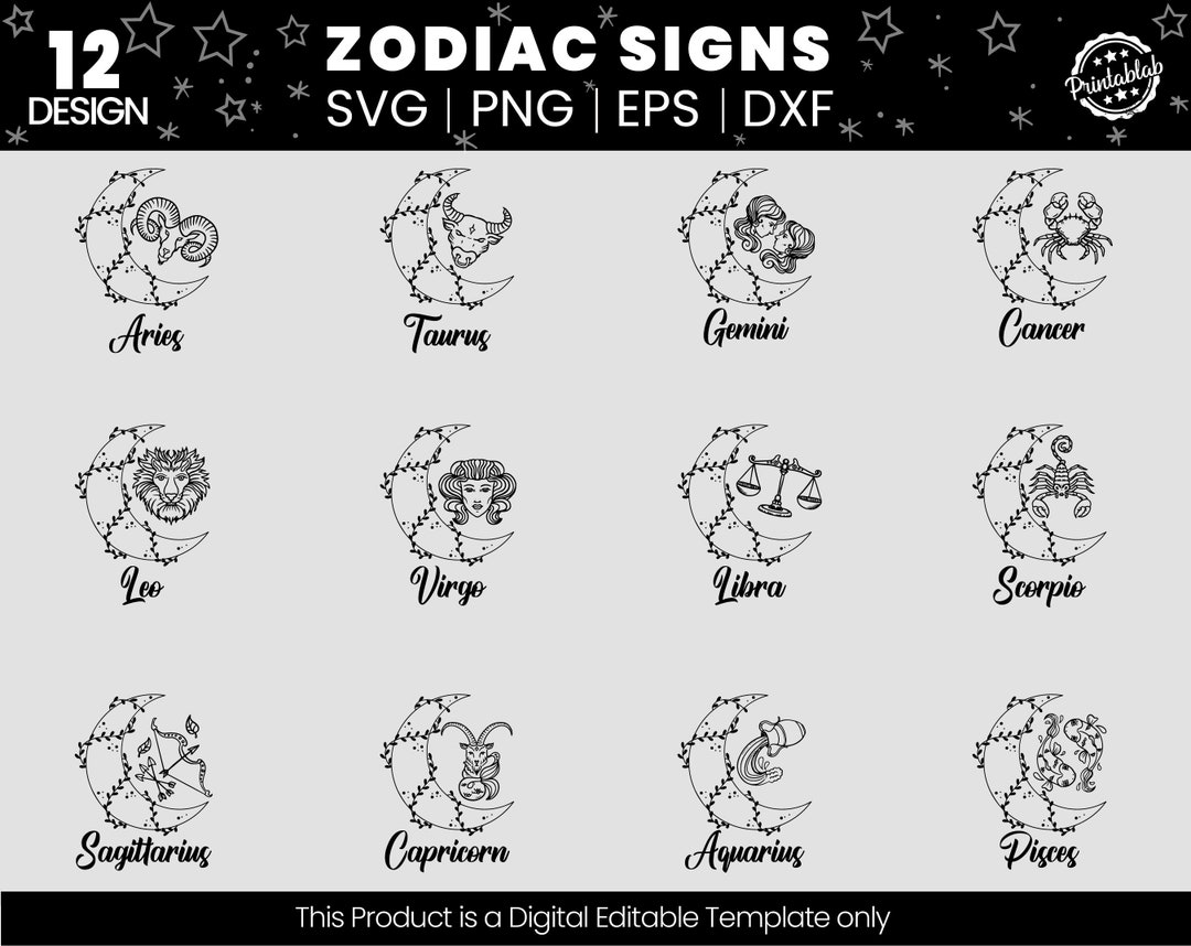 Zodiac Svg Zodiac Signs Svg Bundle Constellation Svg Astrology Signs