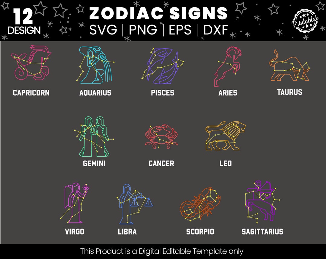 Zodiac Svg Zodiac Signs SVG Bundle Constellation Svg Astrology Signs ...
