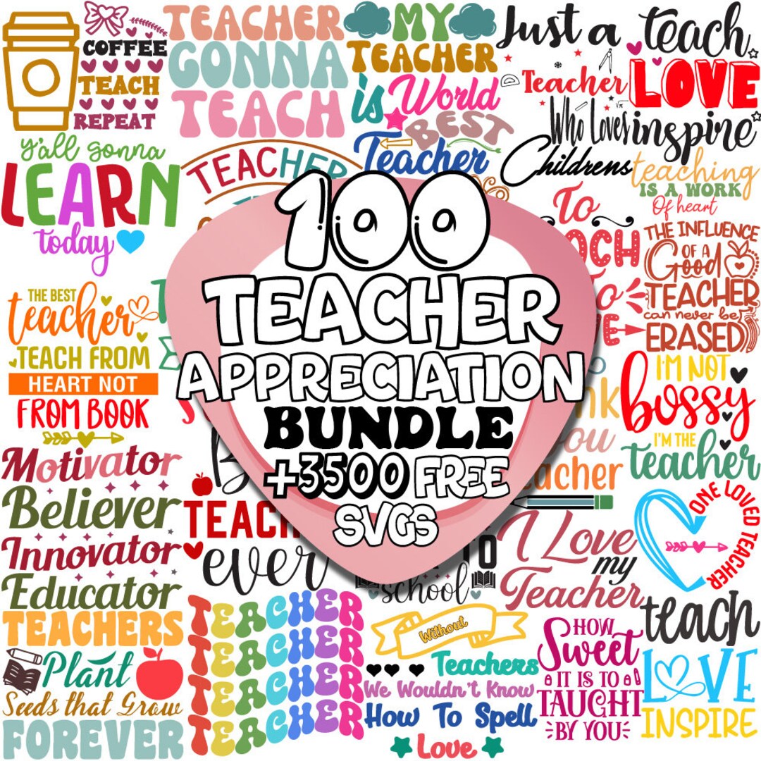 Teacher Appreciation Svg Bundle Teacher Appreciation Png Teacher Gift ...