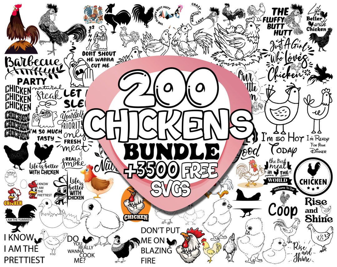 Chicken Svg Bundle Hand Drawn Hen Svg Rooster Svg Chicken Svg Funny ...