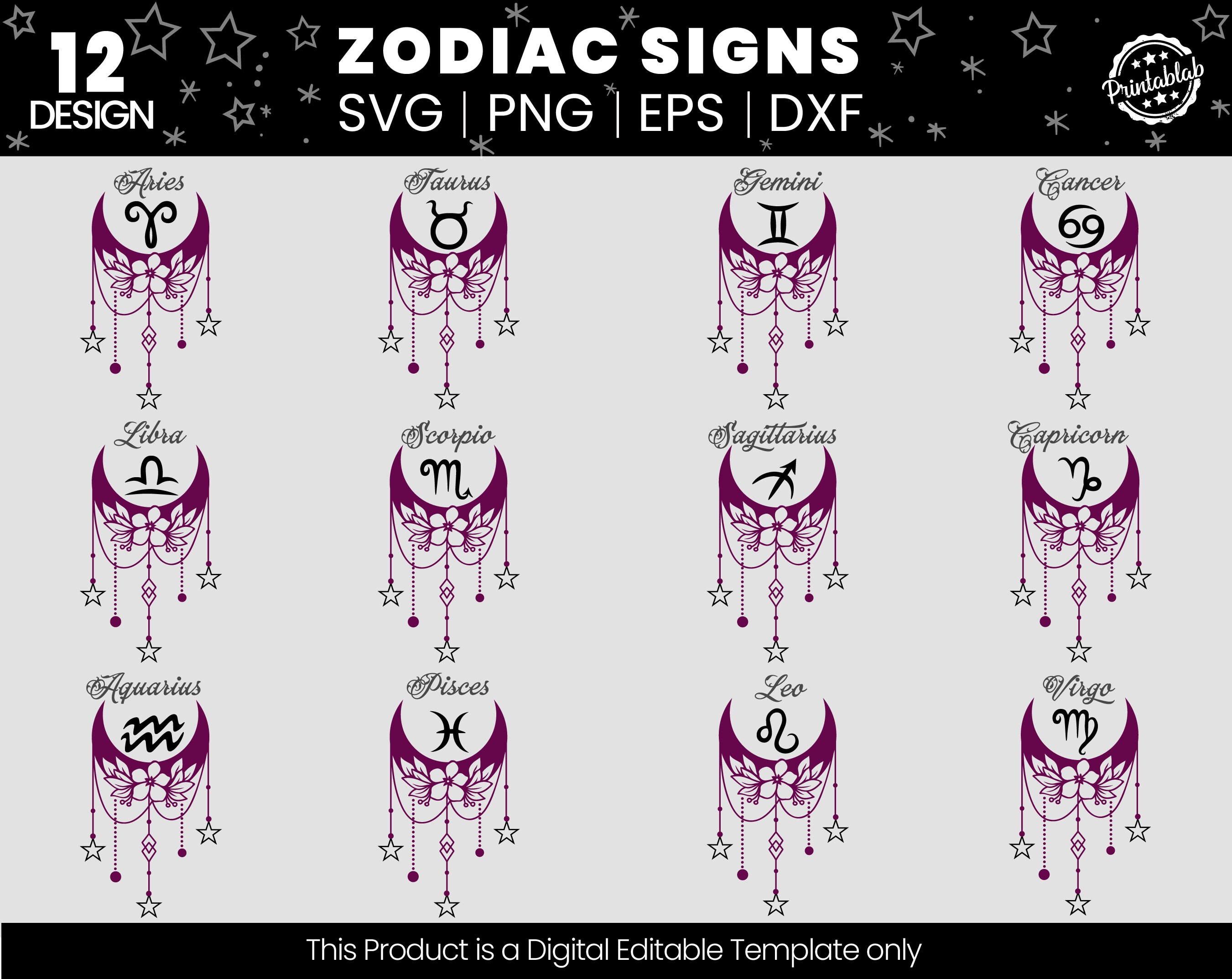 Zodiac Svg Zodiac Signs SVG Bundle Constellation Svg - Etsy Australia