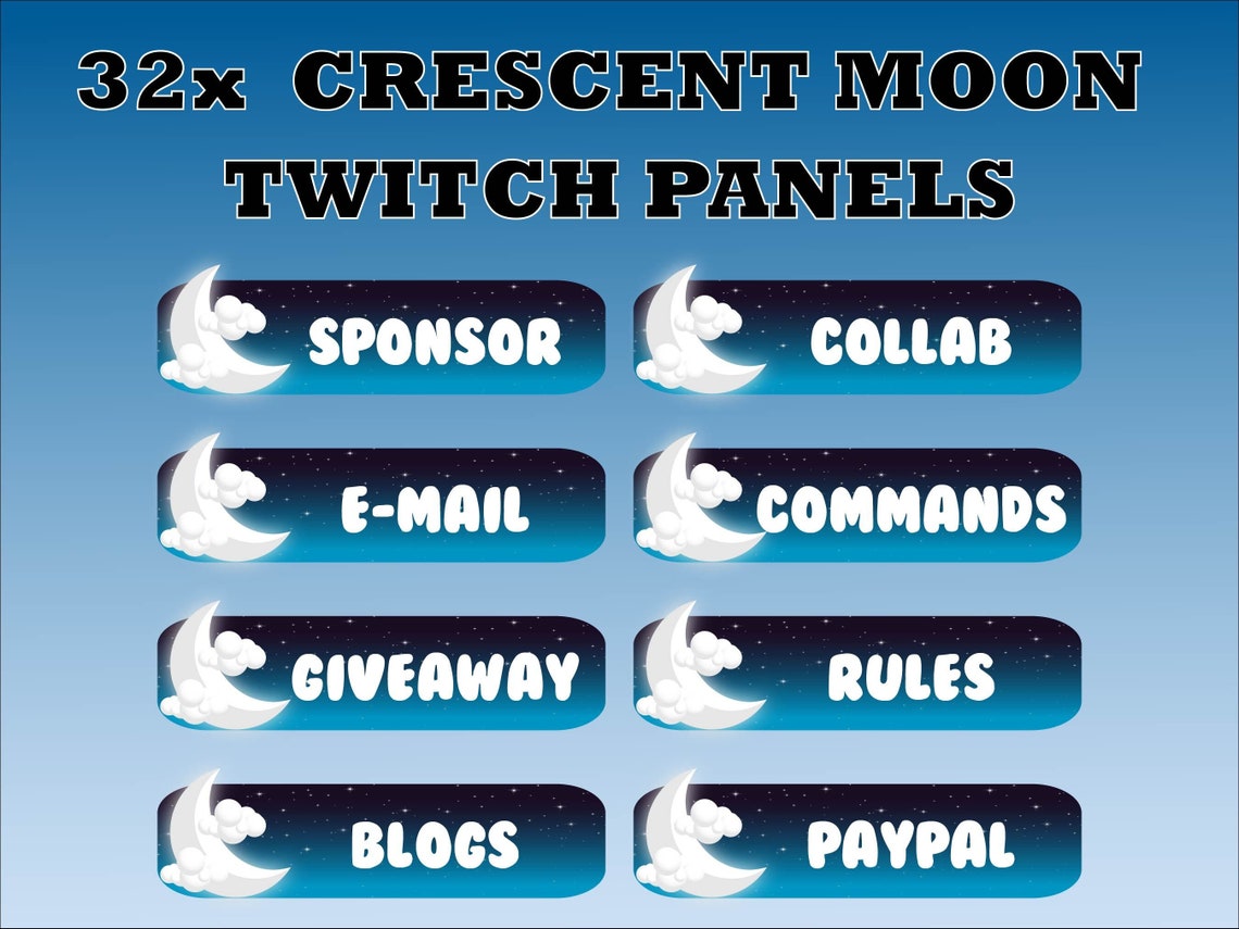 Moon Twitch Panels 32x Crescent Moon Panels - Etsy