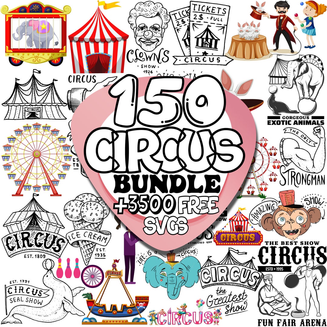 Circus Svg Bundle Circus Png Carnival Svg Elephant Svg Juggling Svg ...