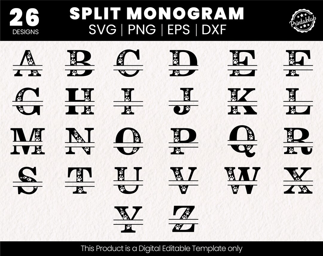 Split Monogram Svg Bundle Font Monogram Svg Bundle Split Monogram Frame ...