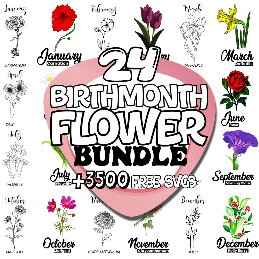 Birth Month Flower Svg Bundle Wildflowers Birthmonth Svg Birth Flower ...