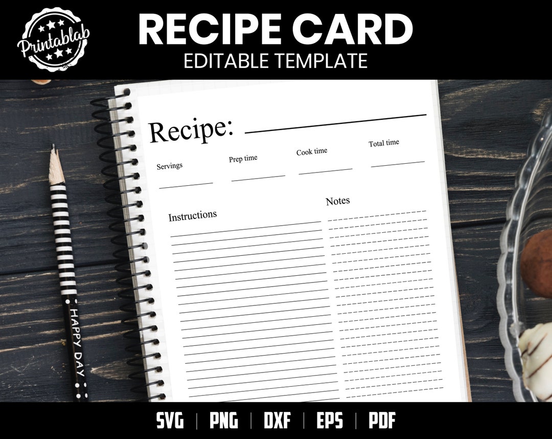 Recipe Book Template Editable Cookbook Template Recipe - Etsy