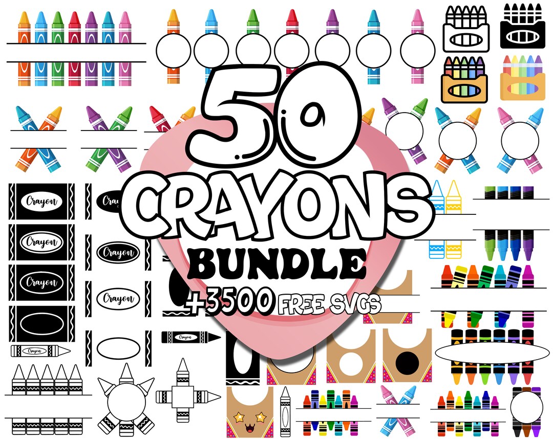 Crayon Svgs Crayon Monogram Svg Crayon Split Monogram Svg Teacher ...