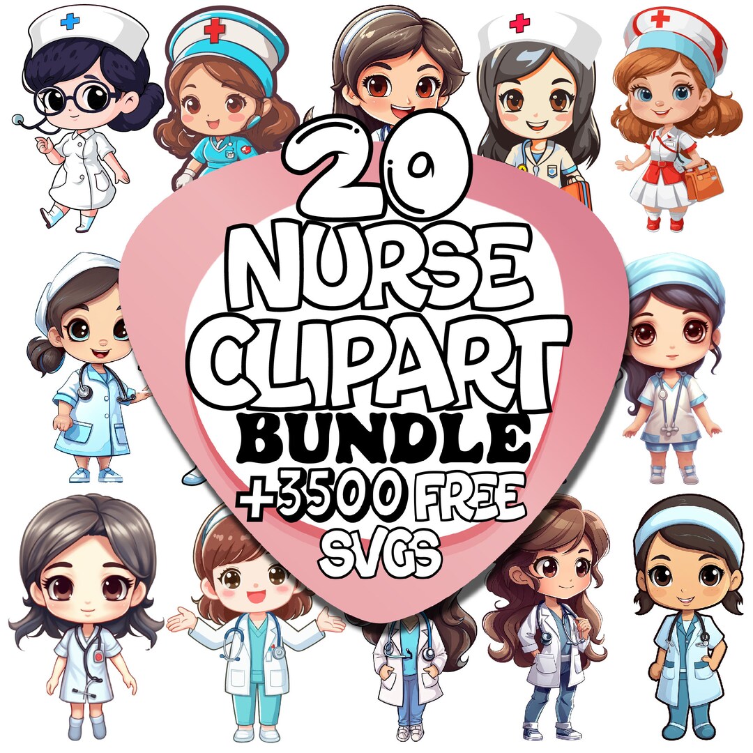 Female Nurse Clipart Bundle Nurse Shirt Svg Medical Nurse Clipart Nurse ...