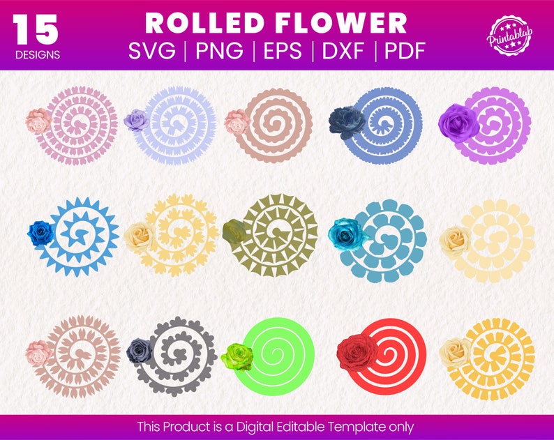 Rolled Flower Svg 3D Flower Svg Rolled Flower Template - Etsy