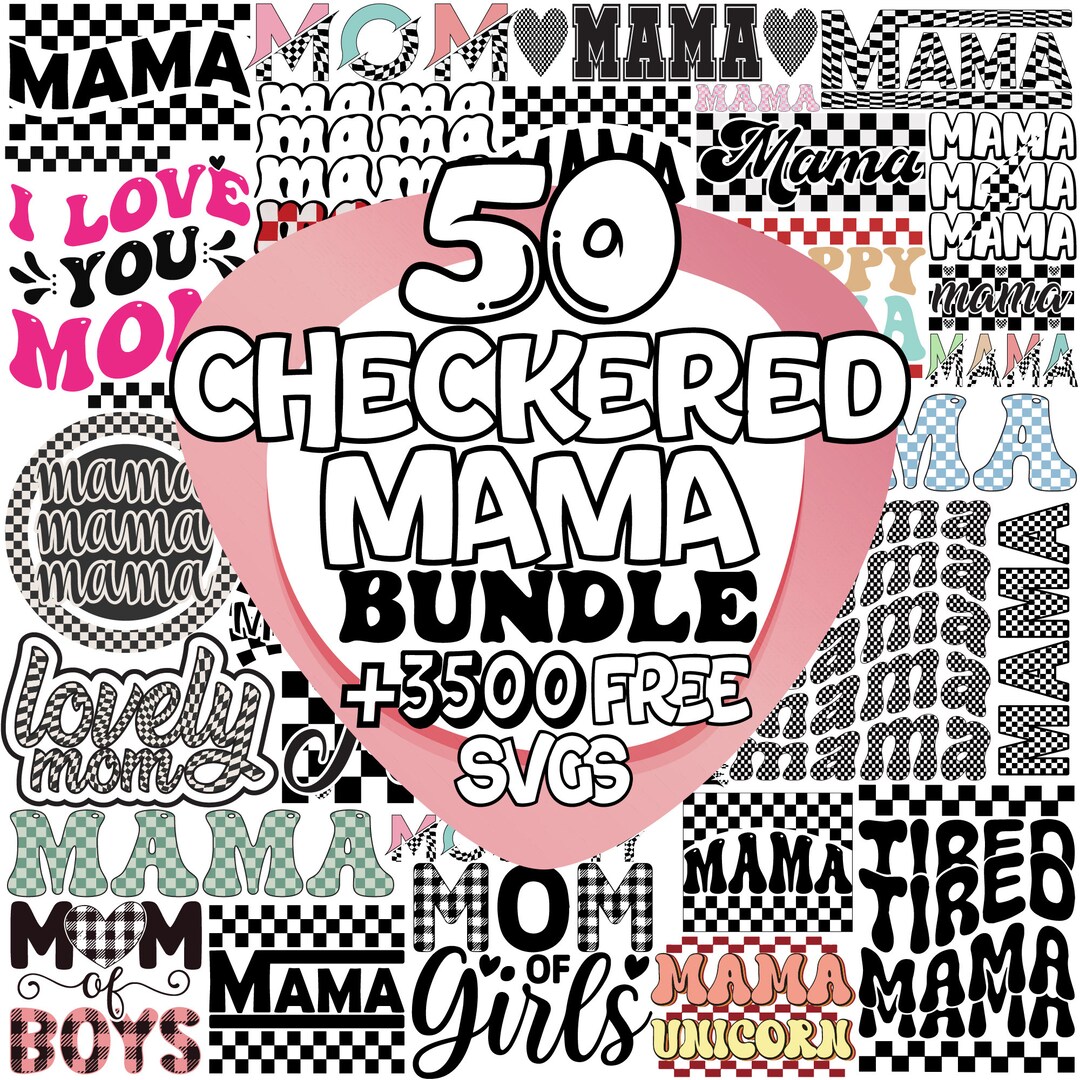 Checkered Mama Svg Bundle Checkered Pattern Svg Checkered Name Svg ...