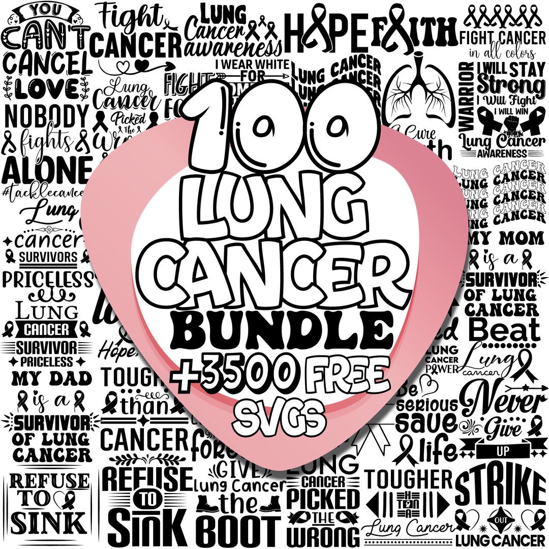Lung Cancer Svg Bundle White Ribbon Svg Lung Ribbon Svg peace Love Cure ...