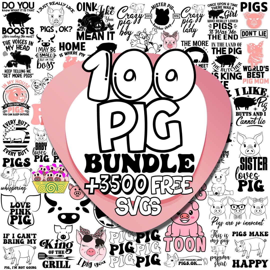 Pig Svg Bundle Pig Png Pig Face Svg Pig Cut File Animal Face Cute Pig ...