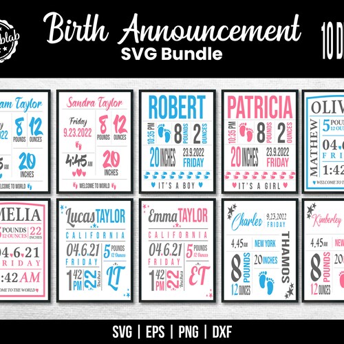 Customized Birth Stats SVG - Etsy