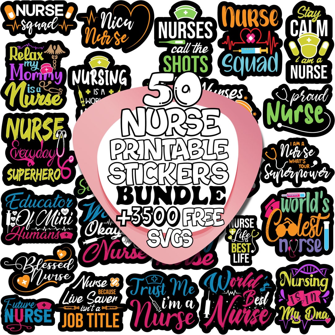 50 Nurse Printable Stickers Nurse Clipart Printable Doctor Stickers ...