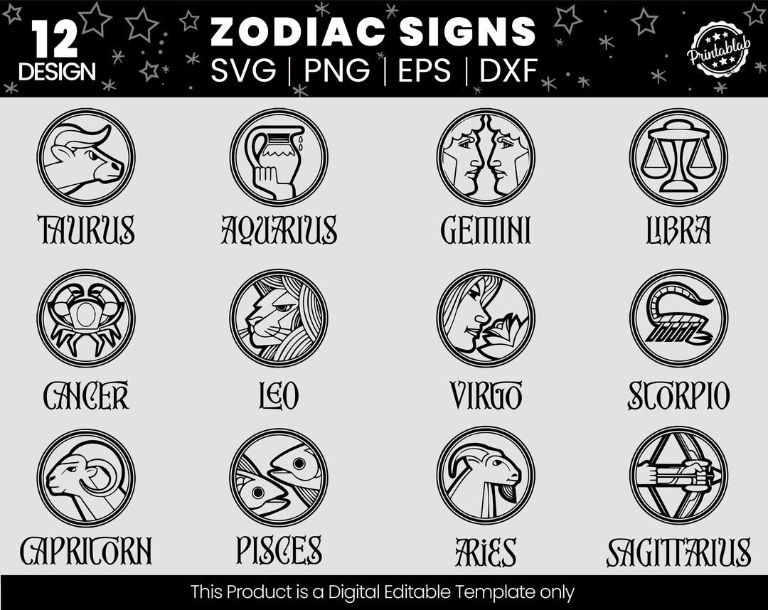 Zodiac Svg Zodiac Signs Svg Bundle Constellation Svg Astrology Signs