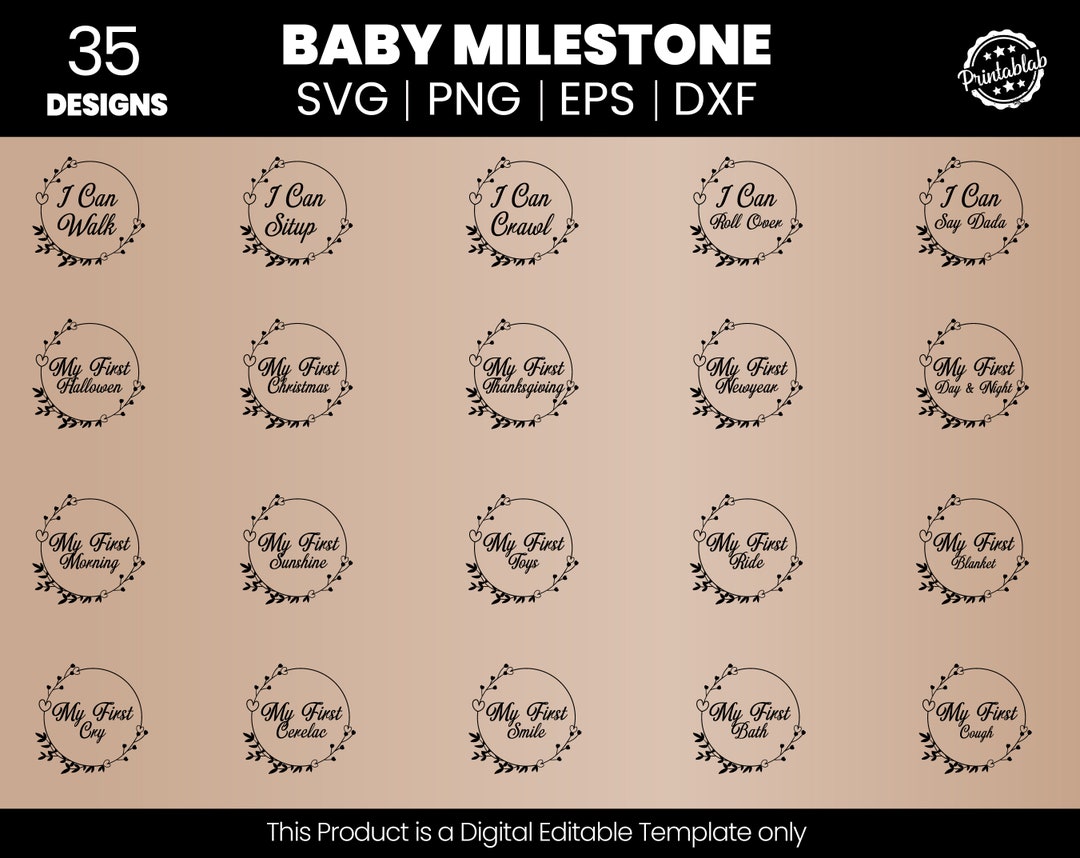Baby Milestone Rounds SVG Baby Monthly Milestone Rounds SVG - Etsy