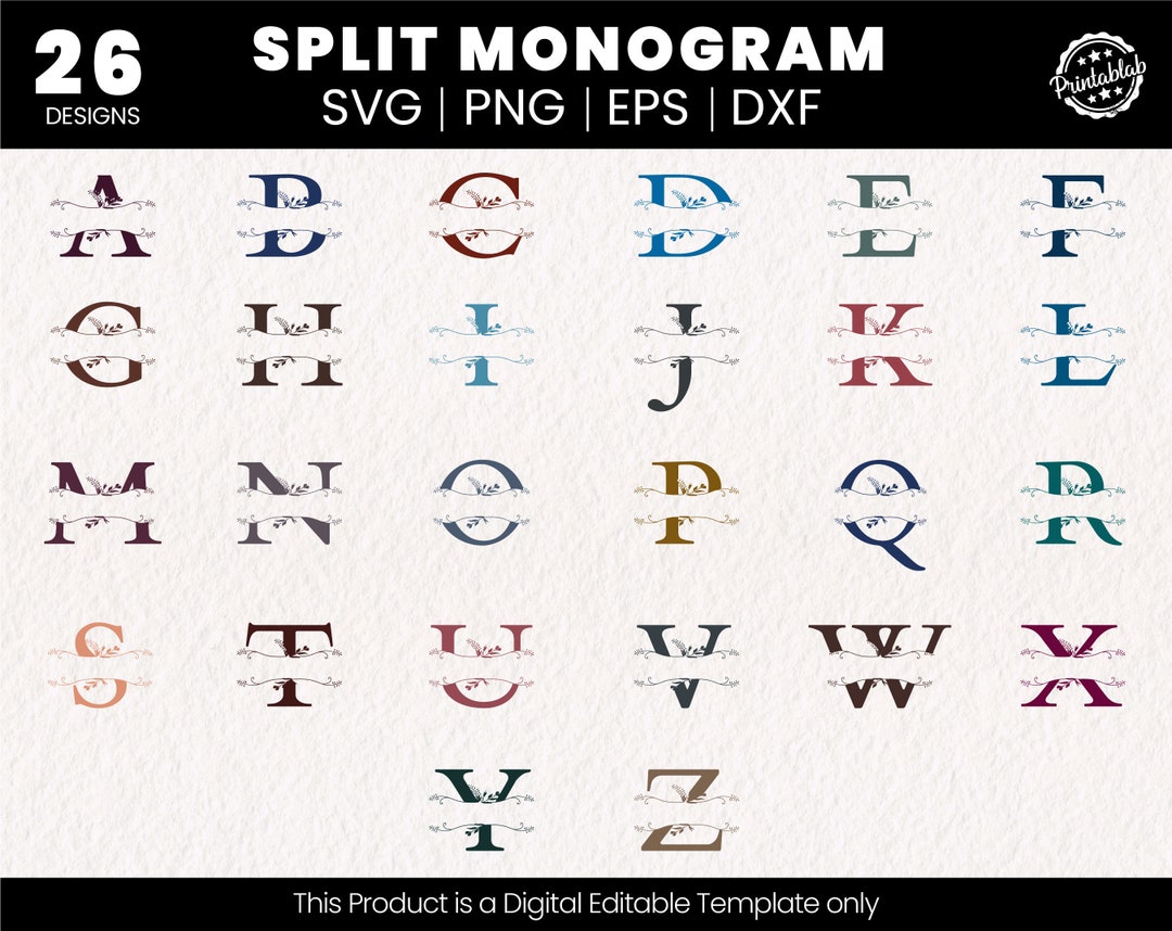 Split Monogram Svg Bundle Font Monogram Svg Bundle Split Monogram Frame Alphabet Split Monogram ...