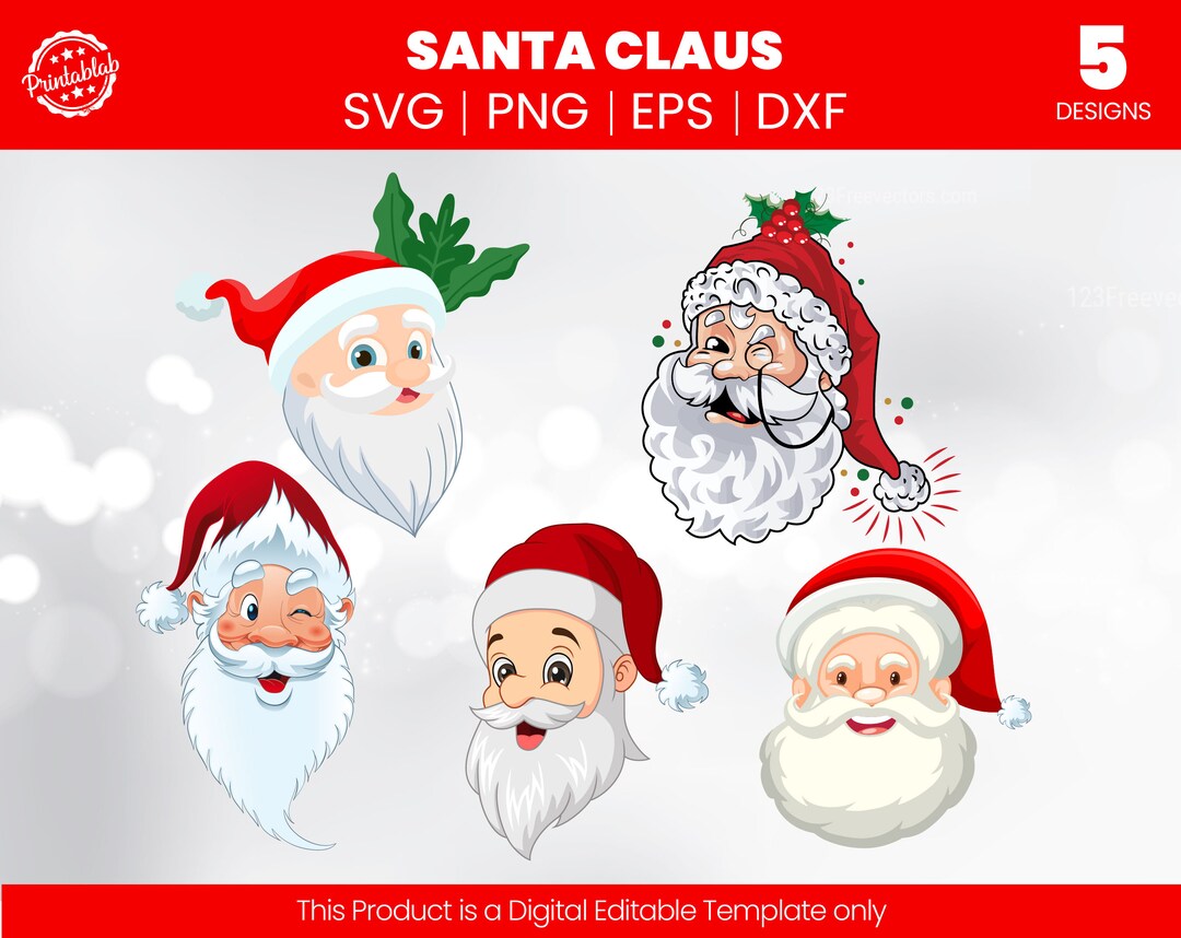 Santa Svg Santa Face Svg Bundle Santa Head Svg Vintage Santa Svg Santa ...