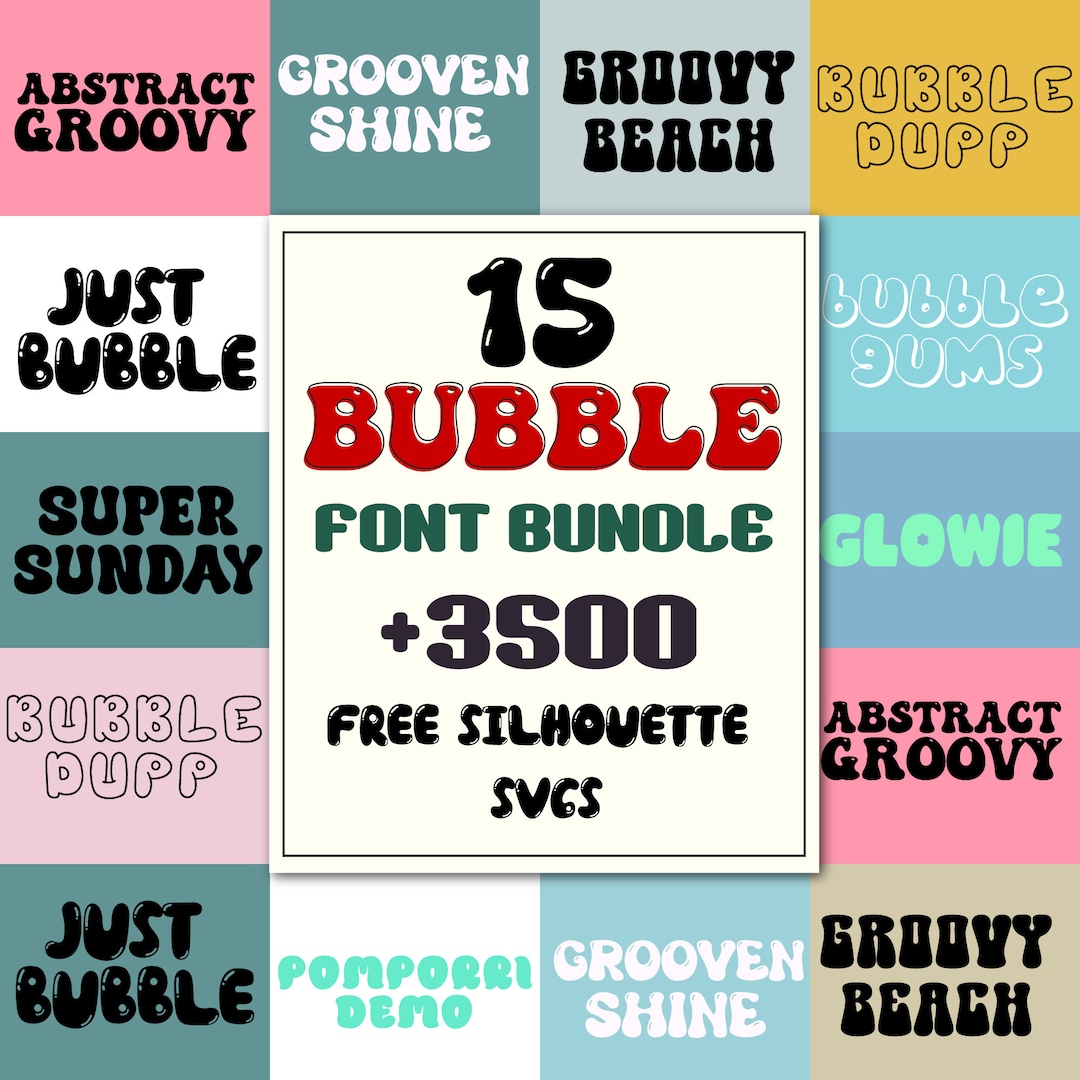 Bubble Font Bundle Bubbly Fonts Bubblegum Font Graffiti Letters Shiny ...