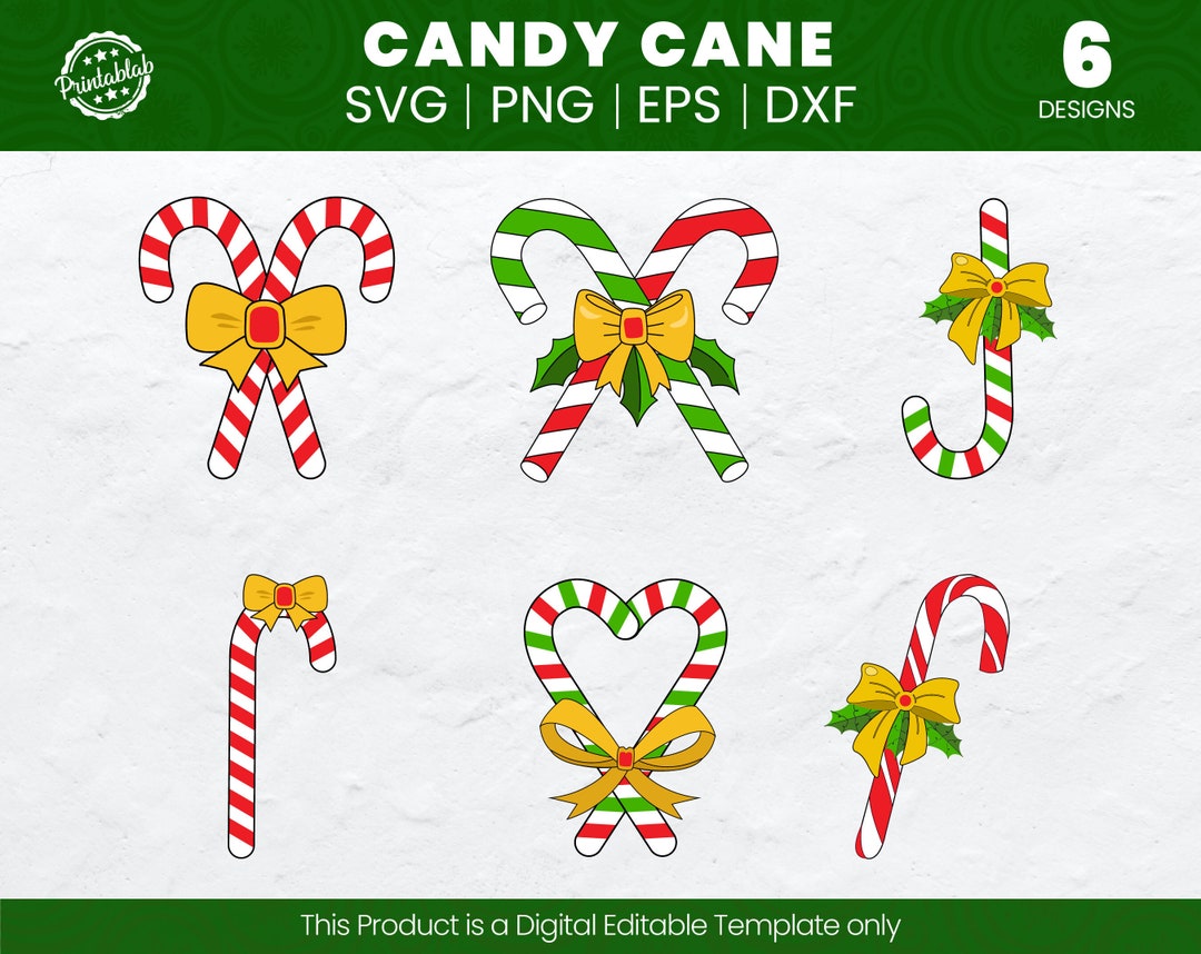 Candy Cane Svg Candy Canes Clipart Candy Cane With Bow Christmas SVG ...