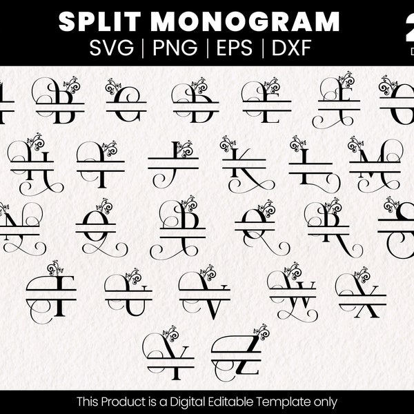 Split Monogram - Etsy