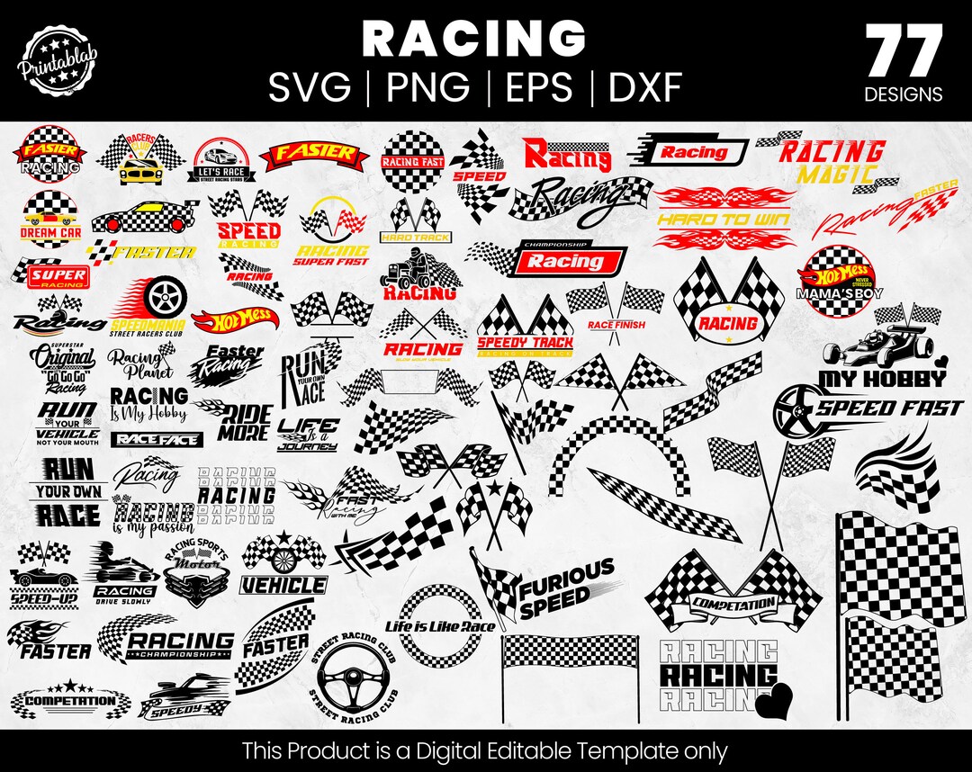 77 Racing Svg Bundle Racing Flag Svg Hot Mess Never - Etsy Canada
