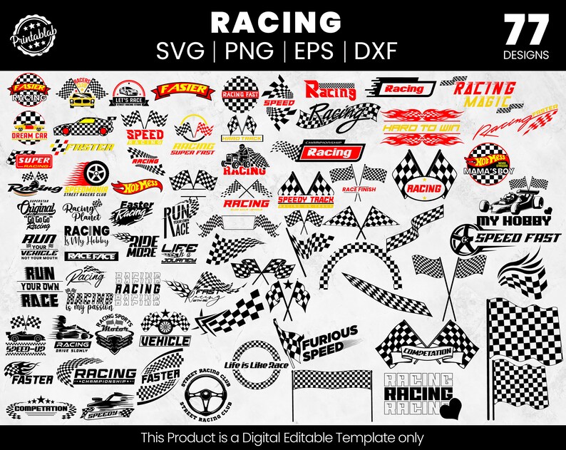 77 Racing Svg Bundle Racing Flag Svg Hot Mess Never - Etsy Canada