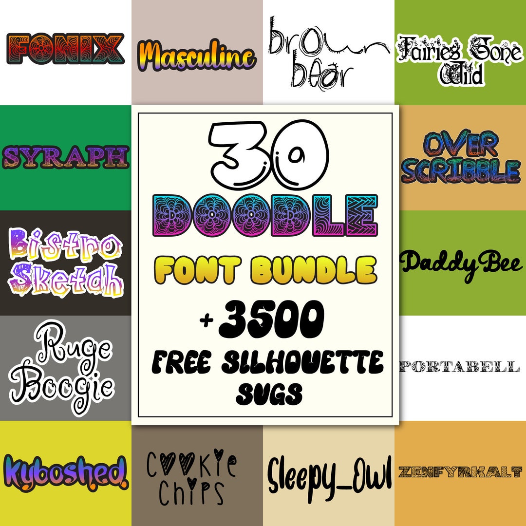 Doodle Font Svg Bundle Doodle Font Png Doodle Letters Svg Doodle ...