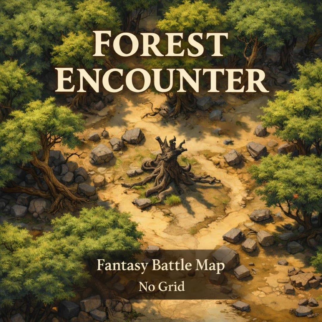 Illustrated Forest Encounter RPG Map – Printable Top-down Narrative Map ...
